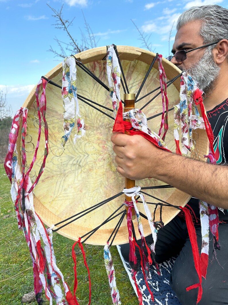 Handcrafted 21-inch Mandala Shamanic Drum - Sacred Healing Instrument ...