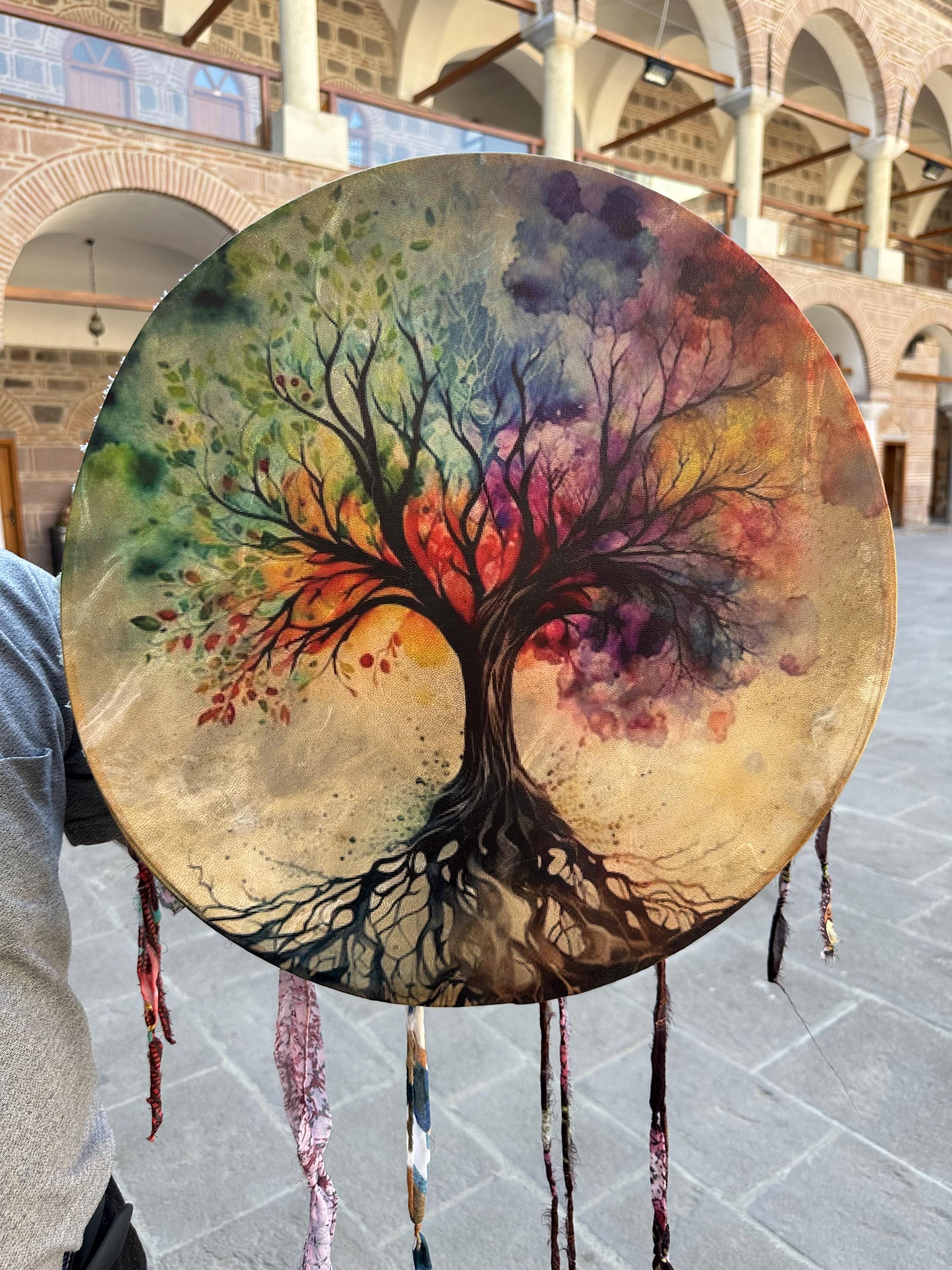 18-inch Colorful Tree Shamanic Drum | Native American Inspired Drum ...