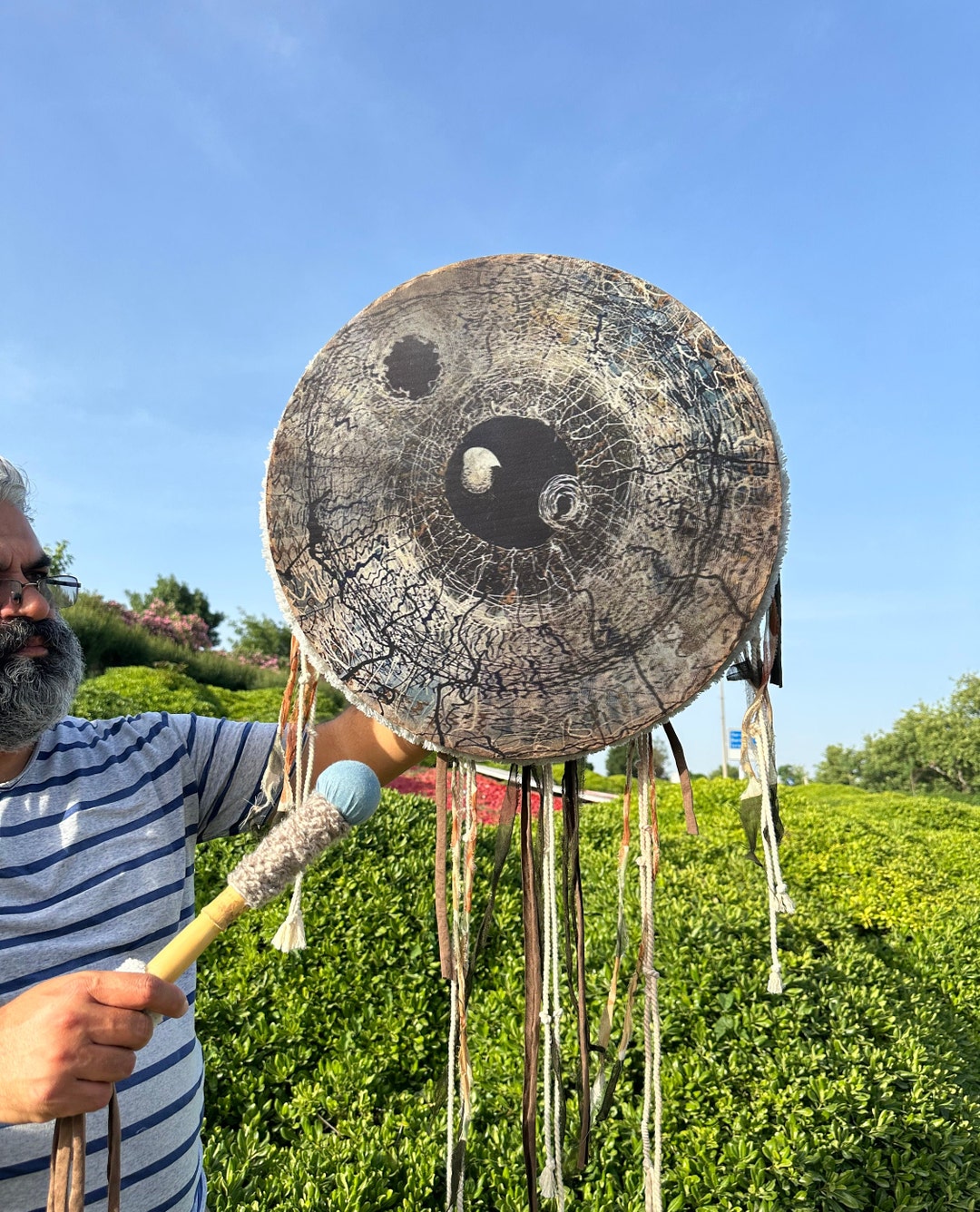 21-inch Traditional Eye Design Shamanic Drum | Handcrafted Ritual Drum ...