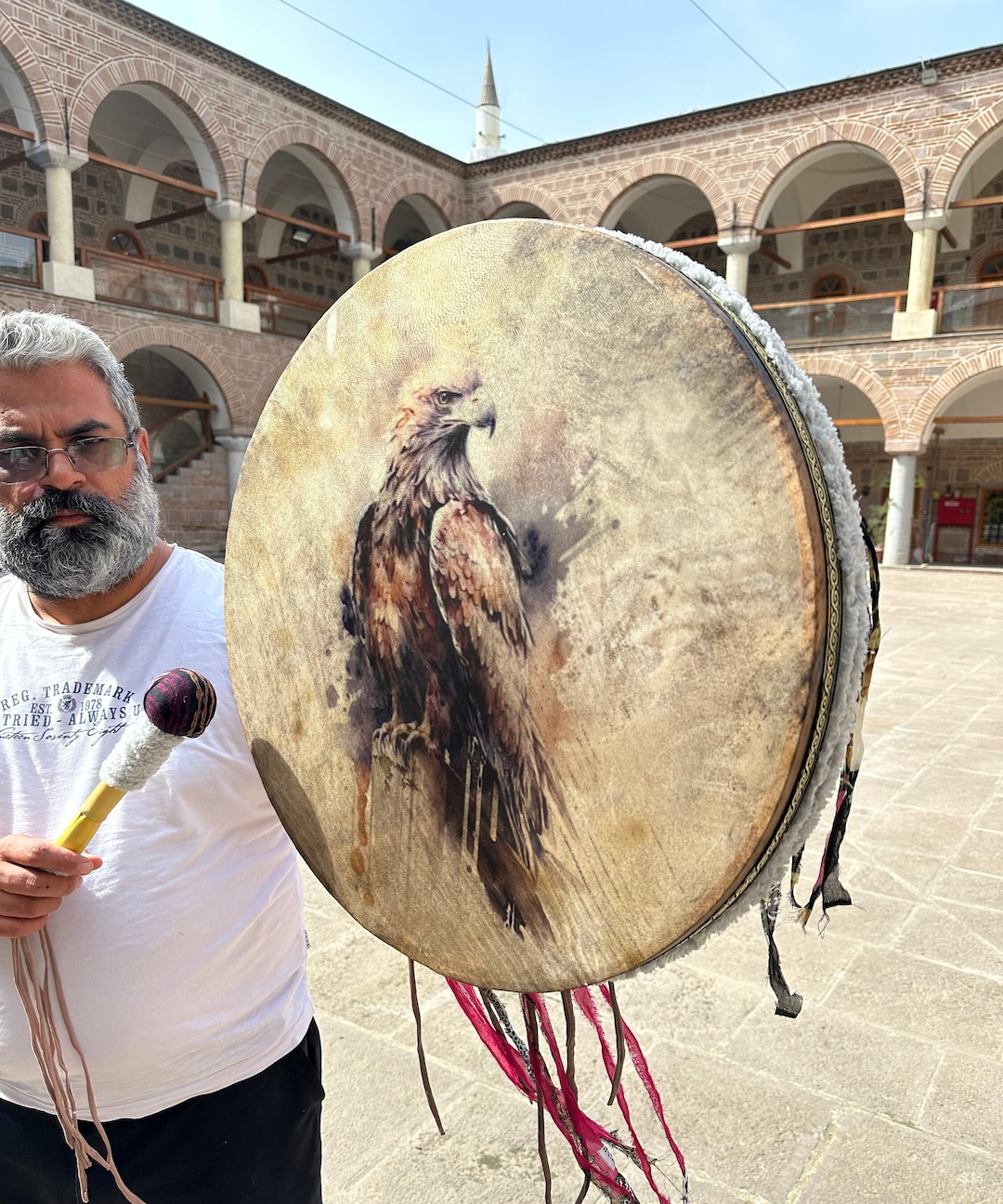 Handcrafted 21-inch Eagle Shamanic Drum - Spiritual Healing Drum for ...