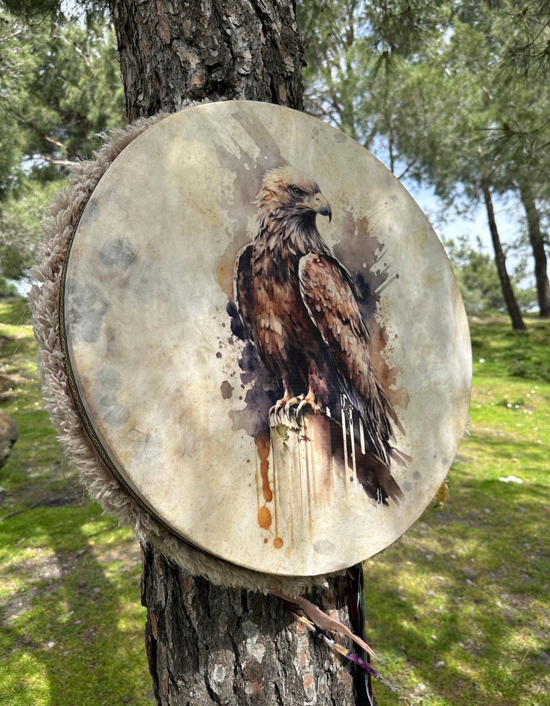 Authentic Handcrafted 21'' Shamanic Drum - Traditional Ceremonial Drum ...