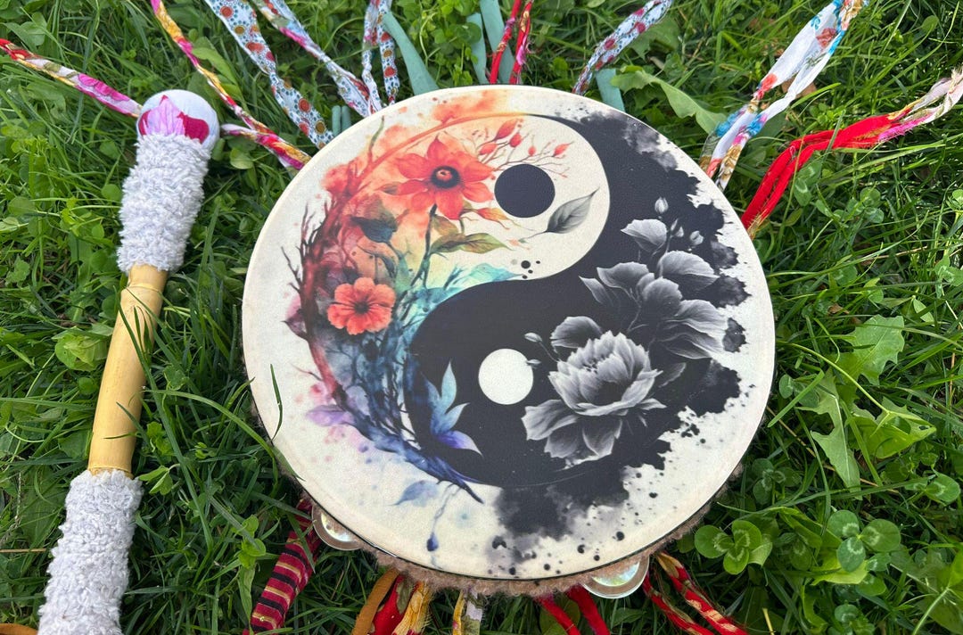 12 Inch Traditional Yin Yang Shamanic Drum | Handcrafted Woman Drum ...