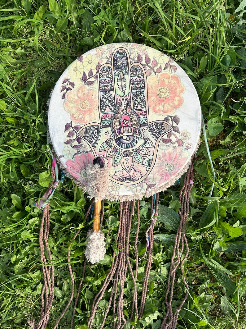 Handcrafted Shamanic Drum - Traditional 18" Frame Drum With Beater ...