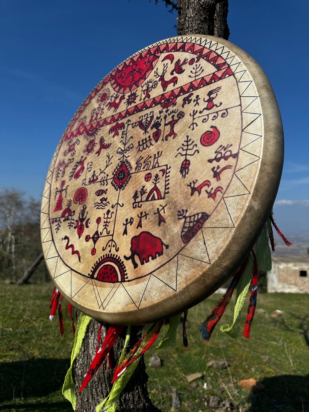 Handcrafted 18-inch Shaman Drum (kam Drum) - Sacred Ritual Percussion ...