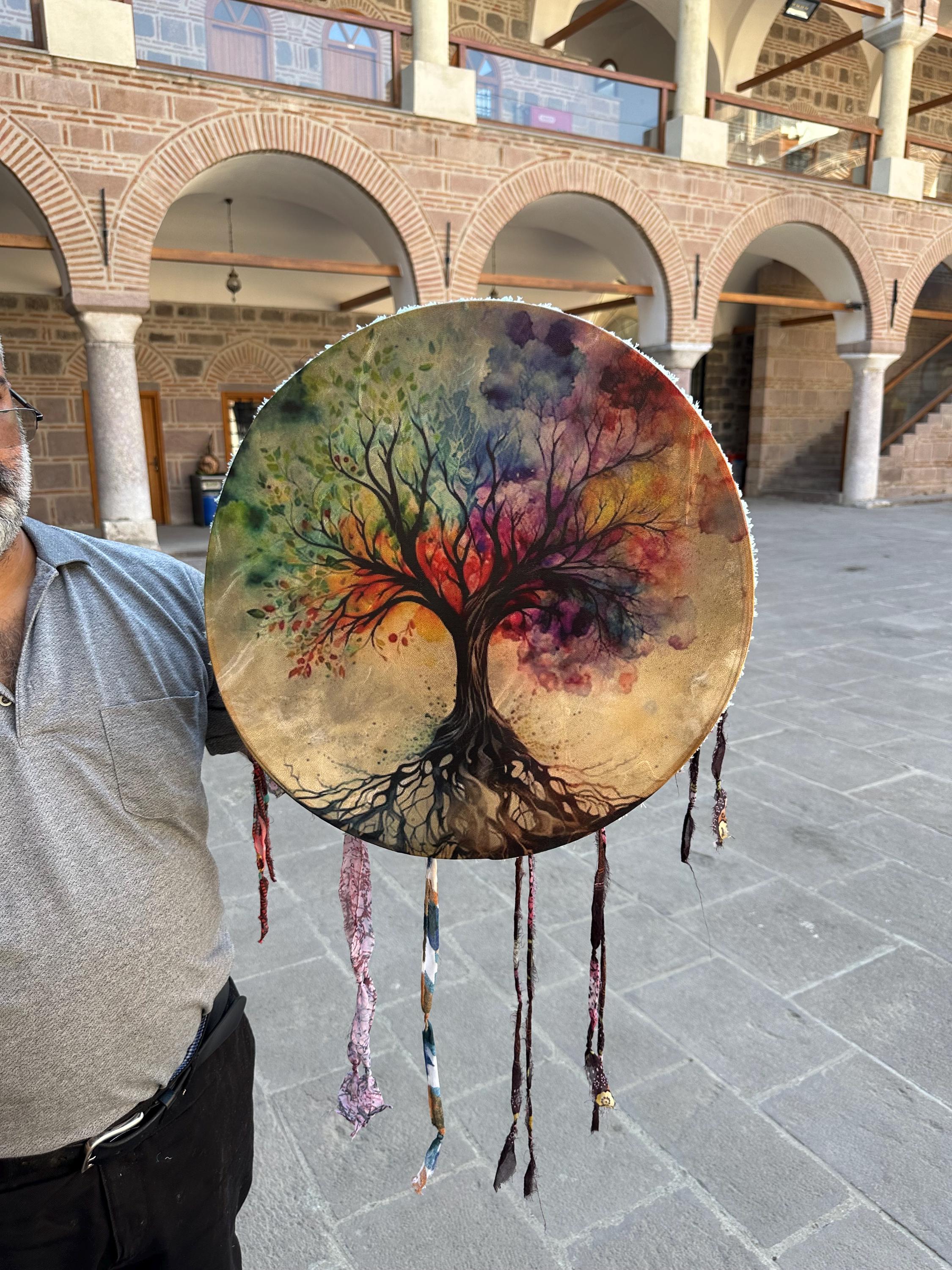 18-inch Colorful Tree Shamanic Drum | Native American Inspired Drum ...
