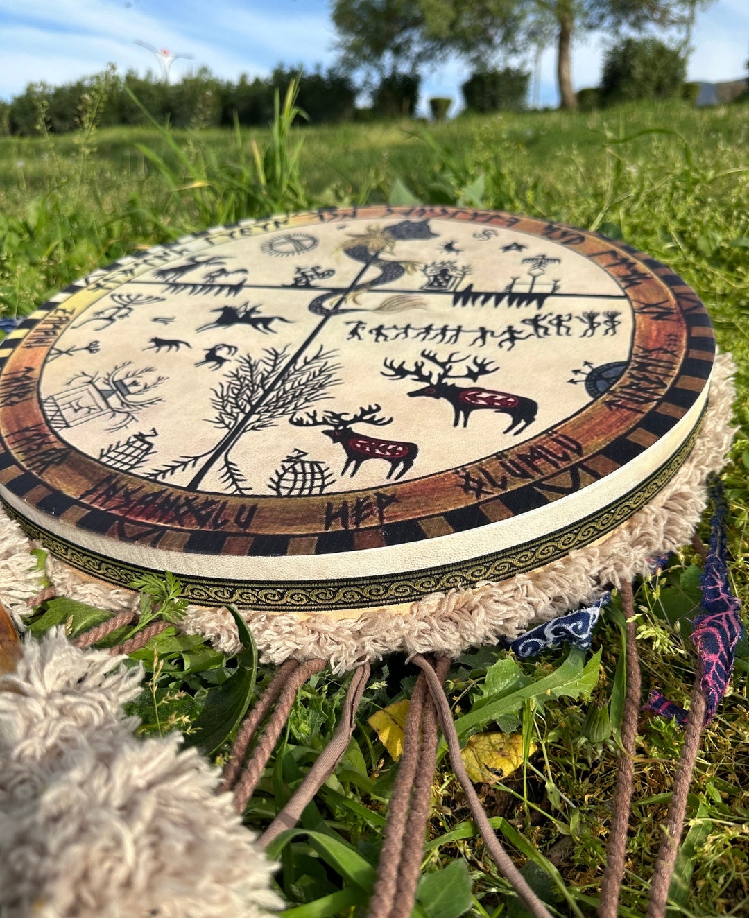 Traditional Shamanic Drum Handcrafted 21 Drum With Deer Hide, Perfect ...