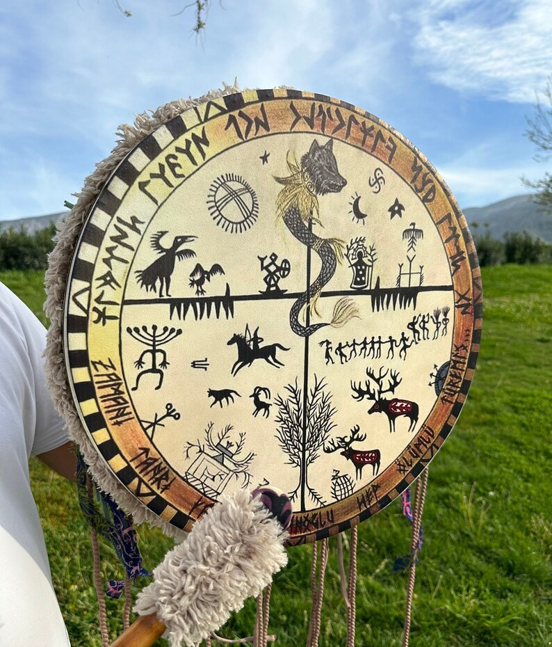 21-inch Traditional Shamanic Drum | Handcrafted Spiritual Drum for ...