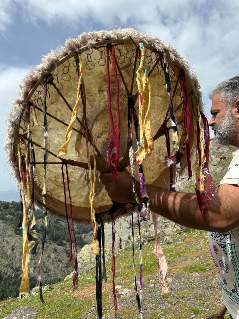 Authentic Handcrafted 21'' Shamanic Drum - Traditional Ceremonial Drum ...