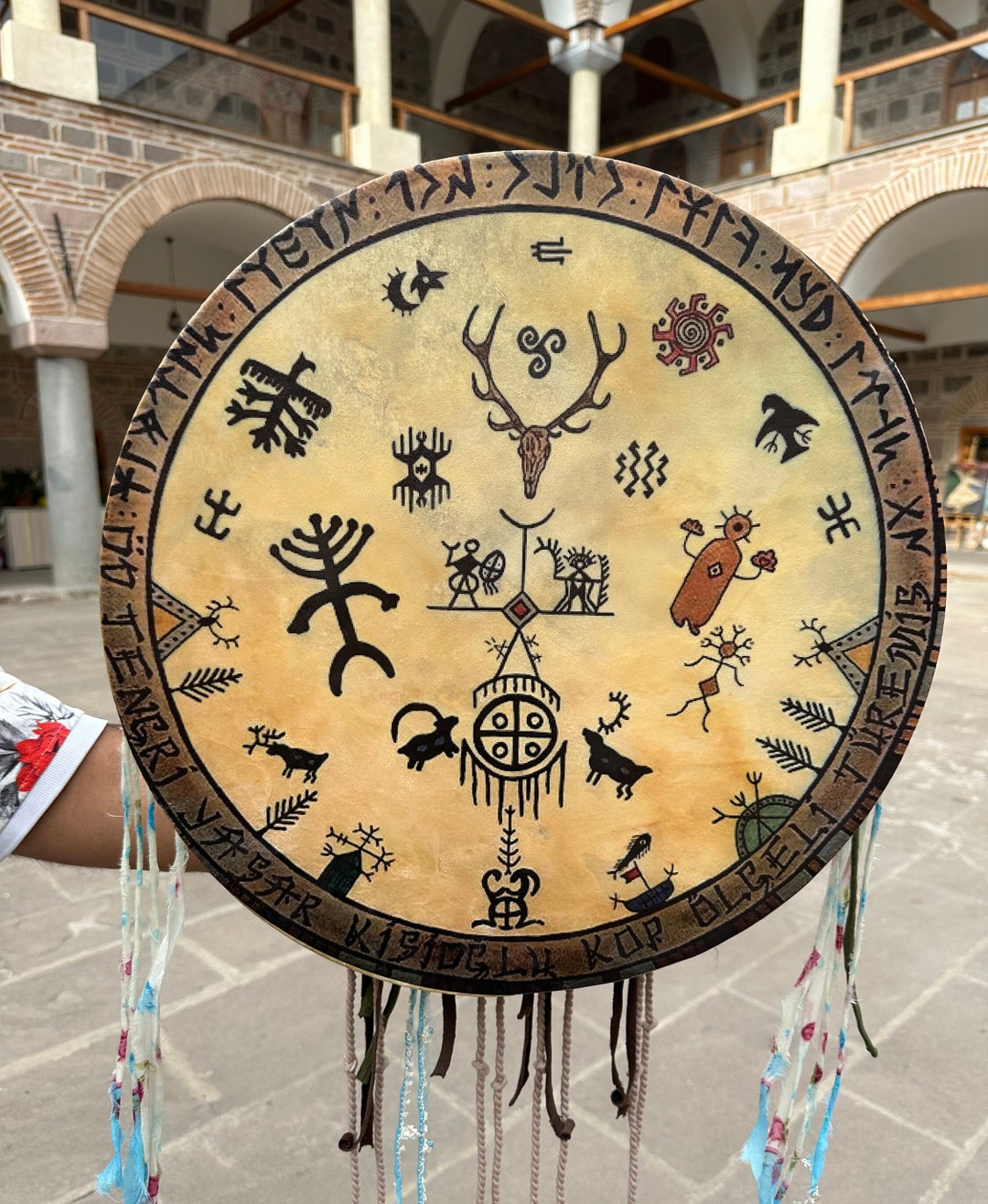 21 Inch Traditional Shamanic Drum - Handcrafted Ritual Drum With Beater ...