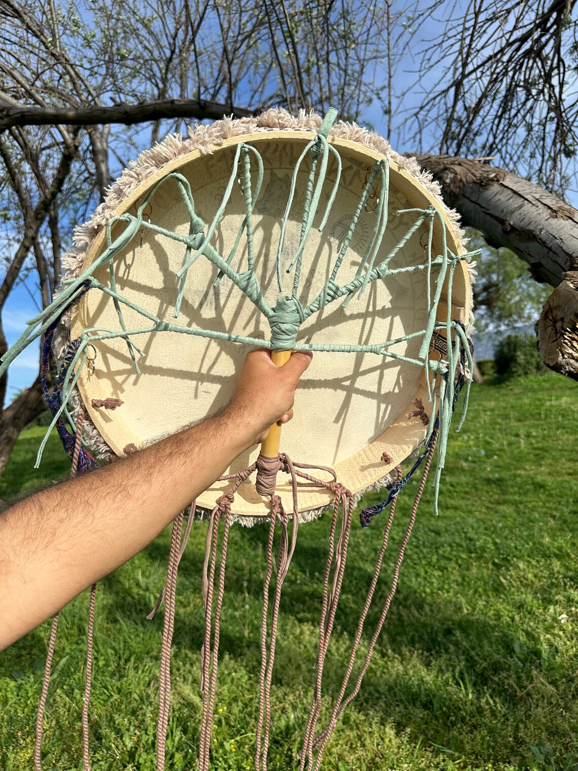21-inch Traditional Shamanic Drum | Handcrafted Spiritual Drum for ...
