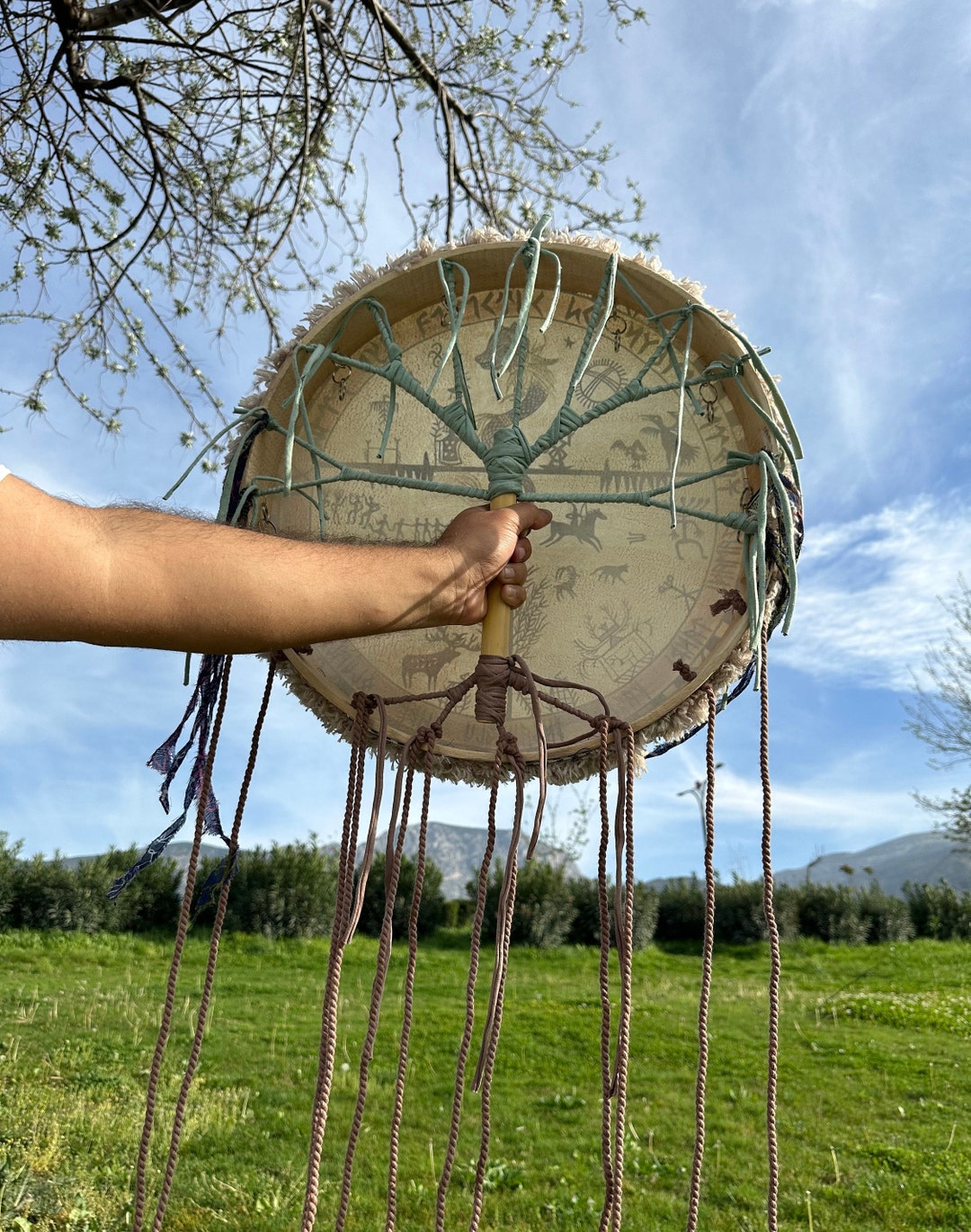 21-inch Traditional Shamanic Drum | Handcrafted Spiritual Drum for ...
