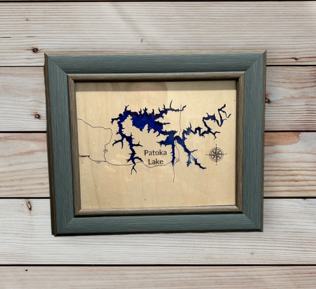 Framed Cutout of Patoka Lake for Lake House or Cabin Wall Decor - Etsy