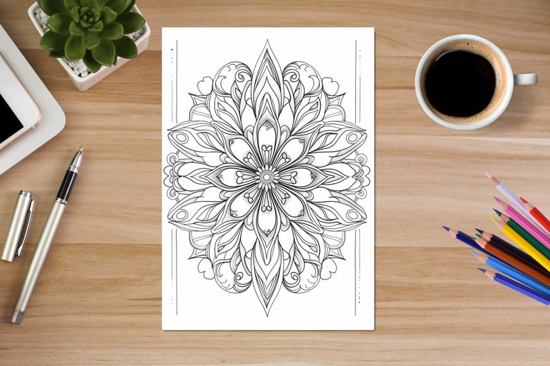 Flower Mandalas. Coloring Pages for Adults and Teenagers. Art Therapy ...