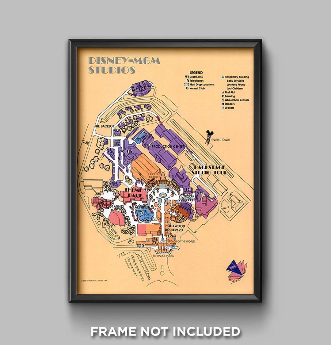 Disney World MGM Hollywood Studios Map Print Poster Disney MGM Studios ...