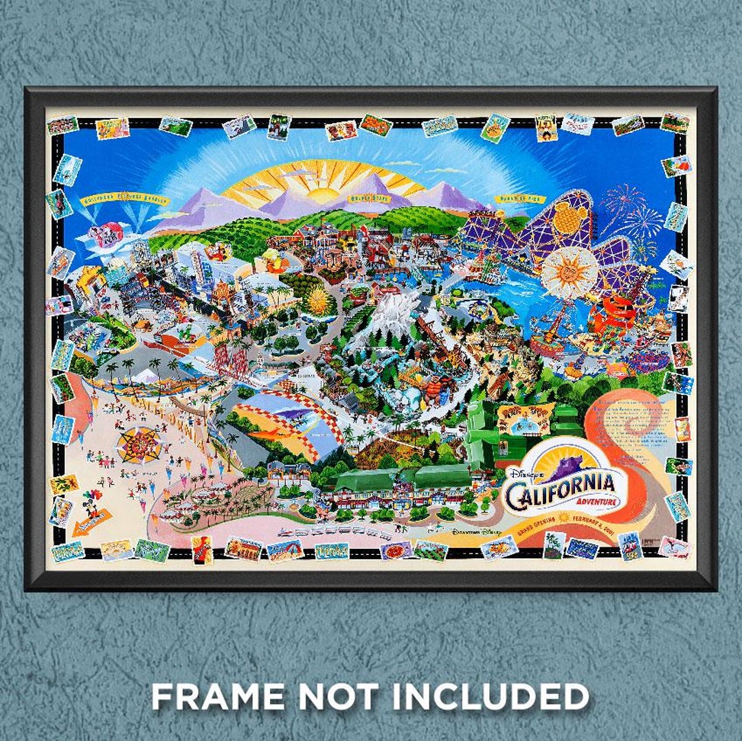 California Adventure Park Map 2001 Poster Print Wall Art Decor Paradise ...