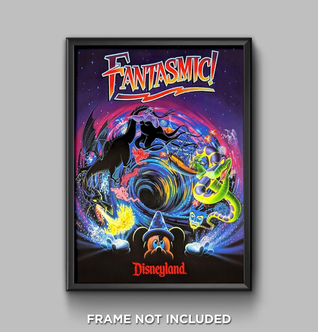 Fantasmic Disneyland Attraction Poster Print Fantasmic Sorceror Mickey ...