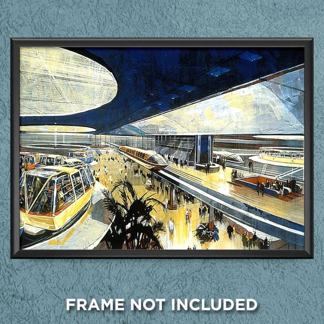 Epcot Center Transportation Lobby Print Poster Peoplemover Monorail ...
