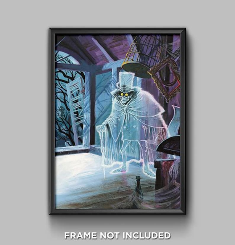 Hatbox Ghost Haunted Mansion LP Record Poster Attic Scene Hat Box Ghost Host Disneyland Disney ...