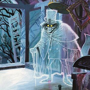Hatbox Ghost Haunted Mansion LP Record Poster Attic Scene Hat Box Ghost ...