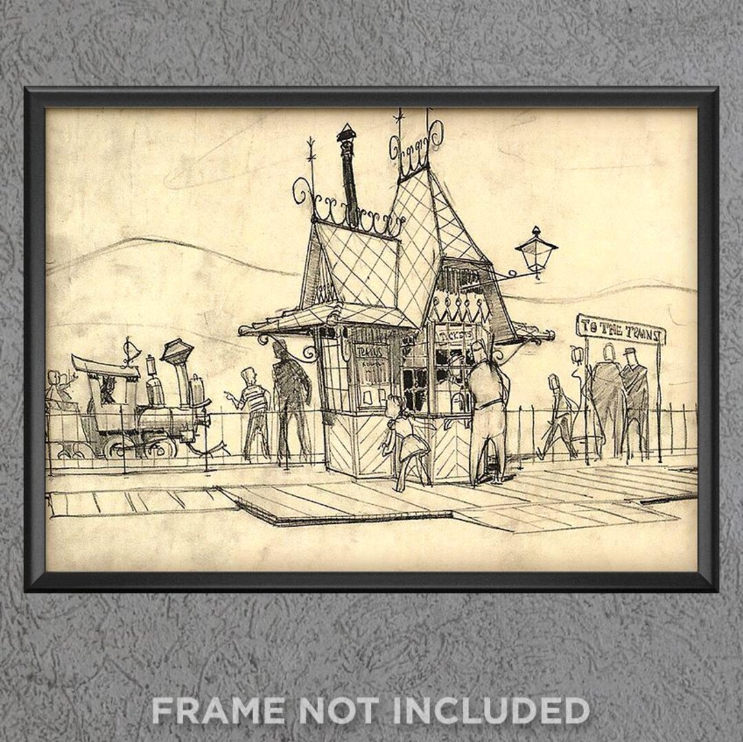 Disneyland Casey Jr. Ticket Booth Concept Drawing Sketch Print Poster ...