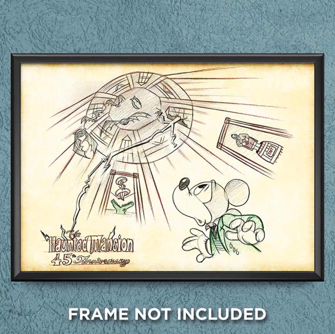 Haunted Mansion Mickey Mouse Butler Stretching Room Portraits Sketch ...