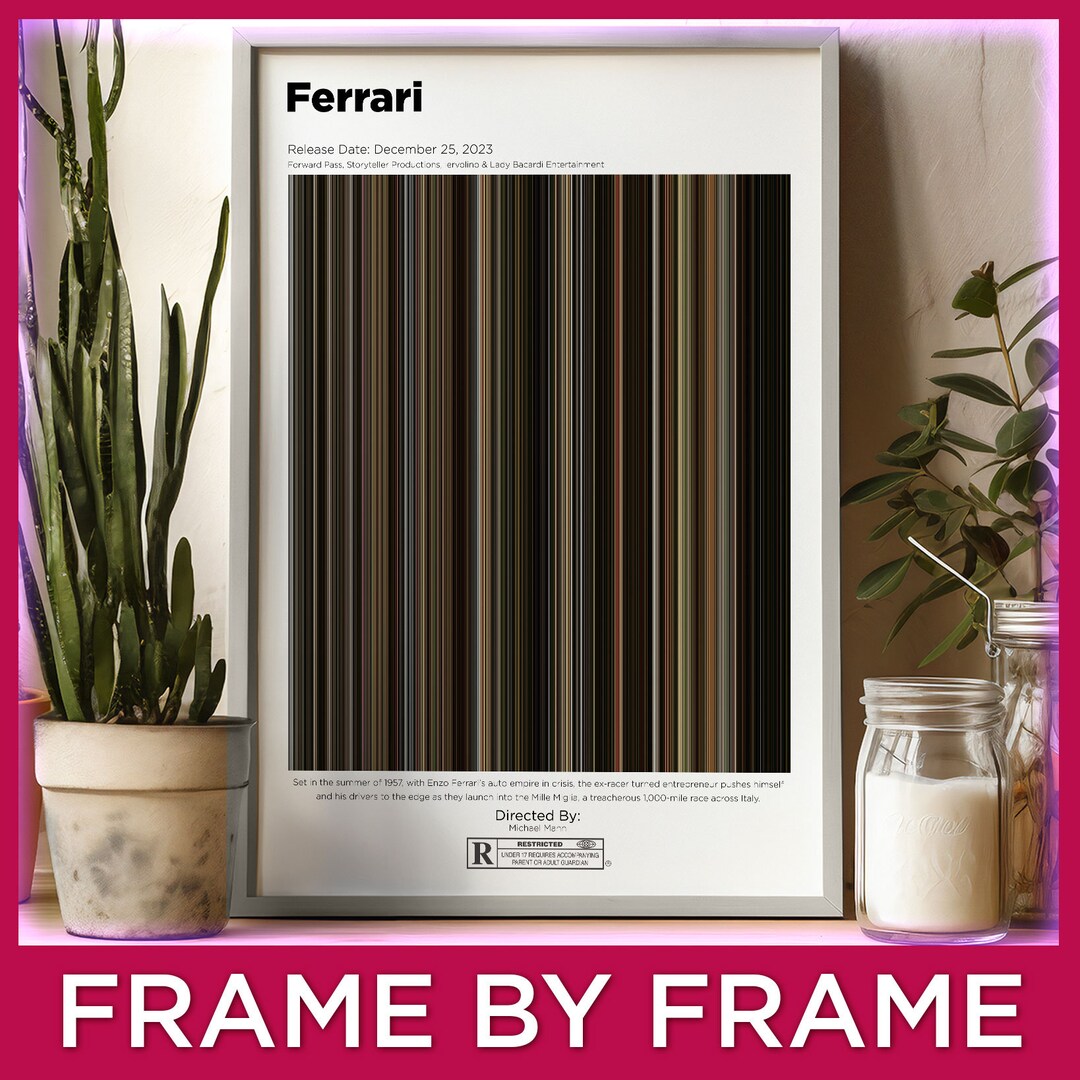 FERRARI Barcode Poster Wall Art Ferrari Movie Print Wall Decor Ferrari ...