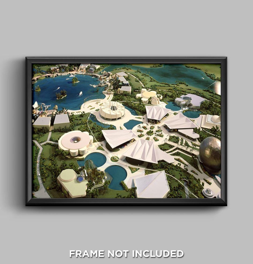 Disney World Epcot Center Map Model Print Poster 1982 Magic Kingdom ...