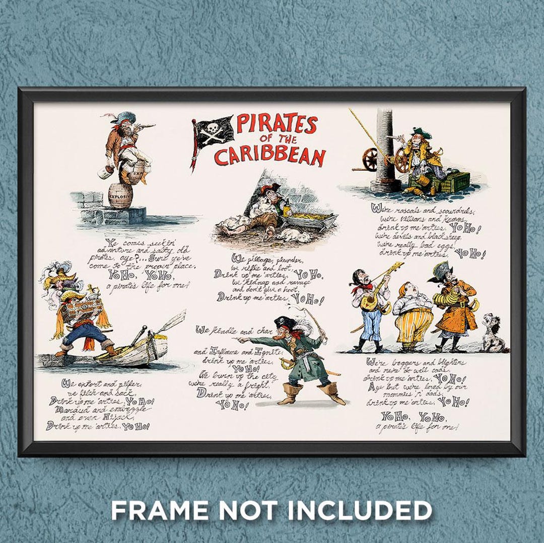 Pirates of the Caribbean Song Lyrics Print Poster Yo Ho A Pirate's Life ...