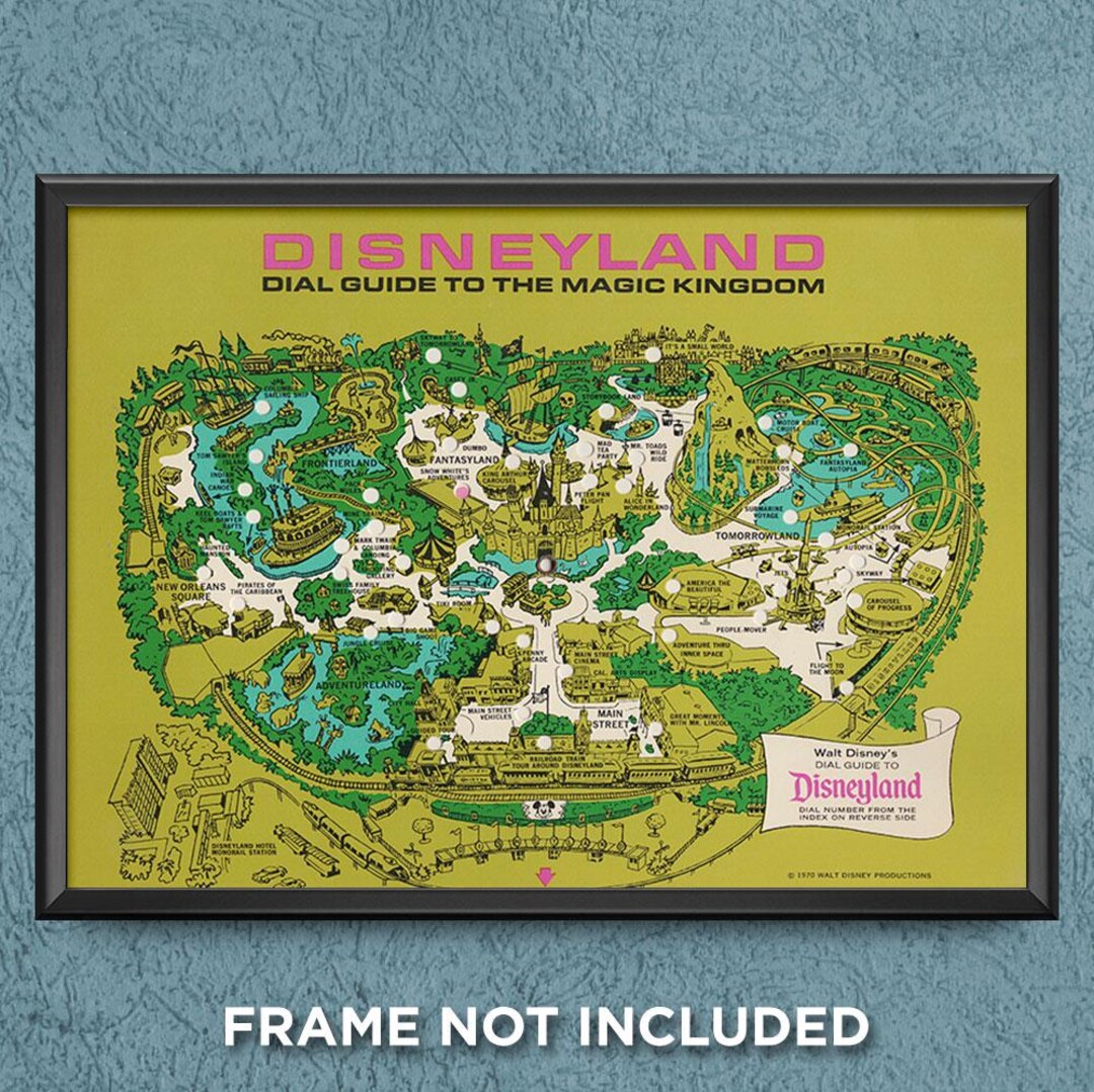 Disneyland Phone Map Print Poster 1970 Magic Kingdom Walt Disney Dial ...