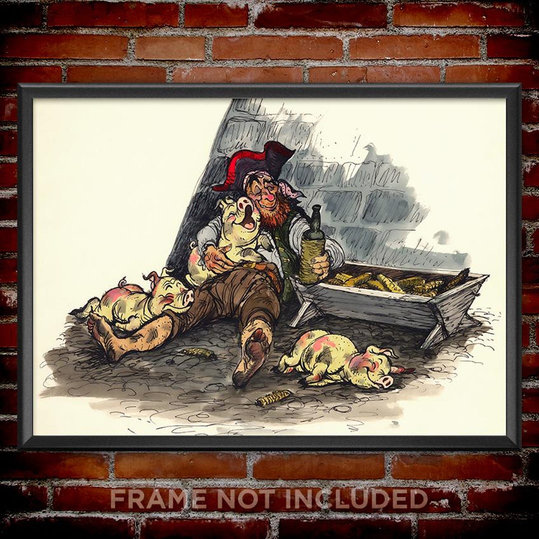 Pirates of the Caribbean Drunk Pirate With Pigs Scene Concept Art Print ...