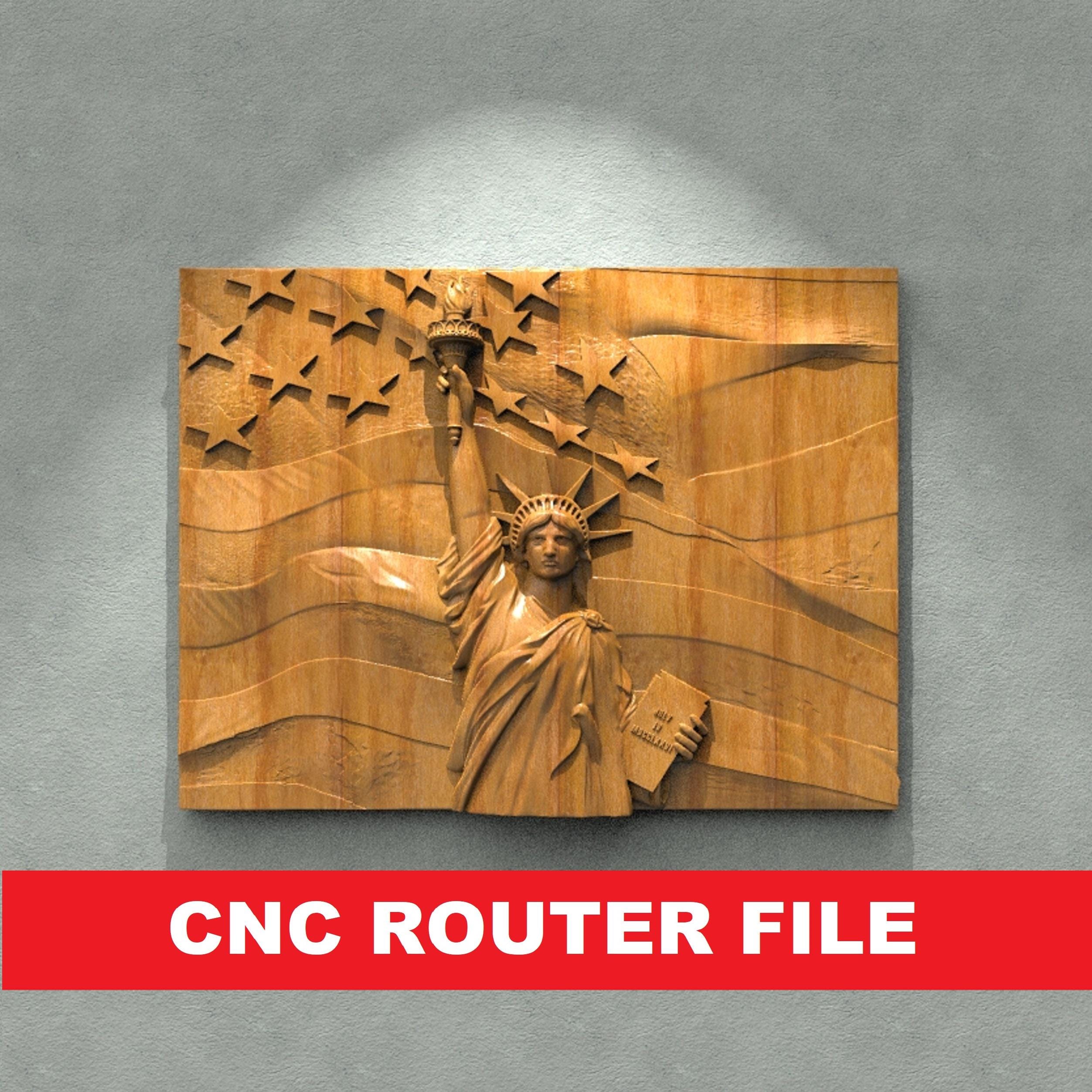 American Flag and Statue of Liberty STL Model CNC Router Engraver ...