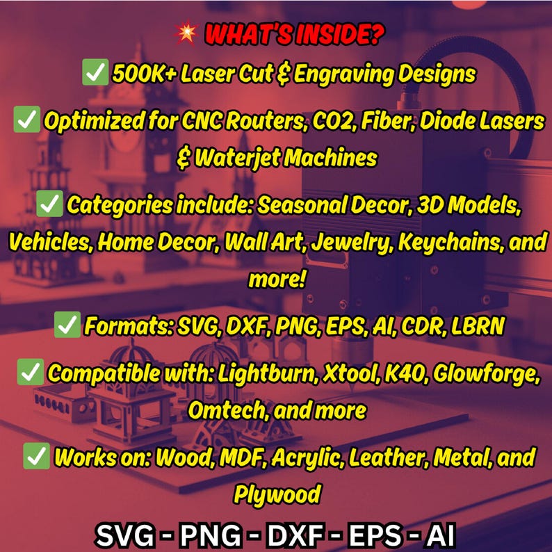 Laser Cut Files Mega Bundle, 500K Files 3D 2D Lasecut Designs CNC Files ...