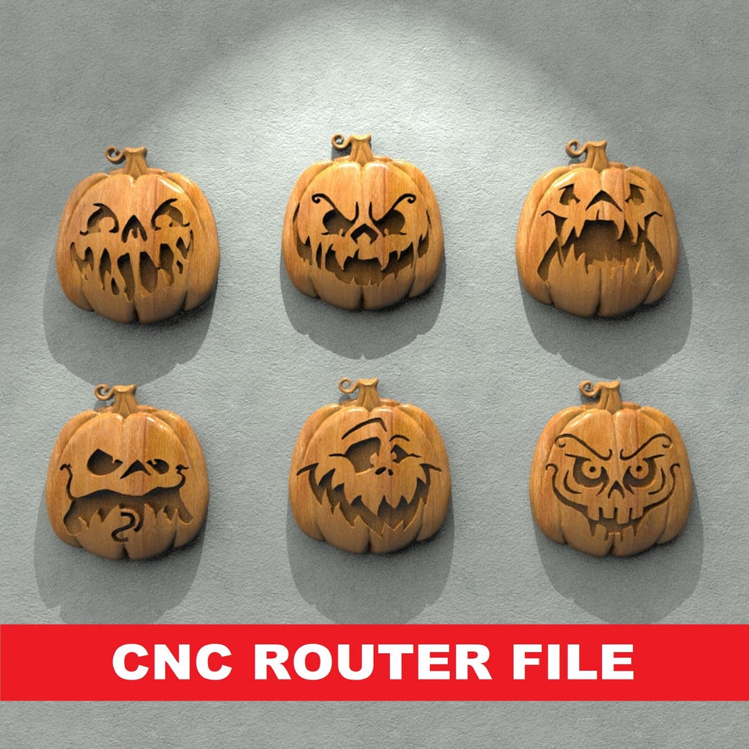 Halloween Pumpkins STL File Cnc Router Engraver, 3D Relief File Artcam ...