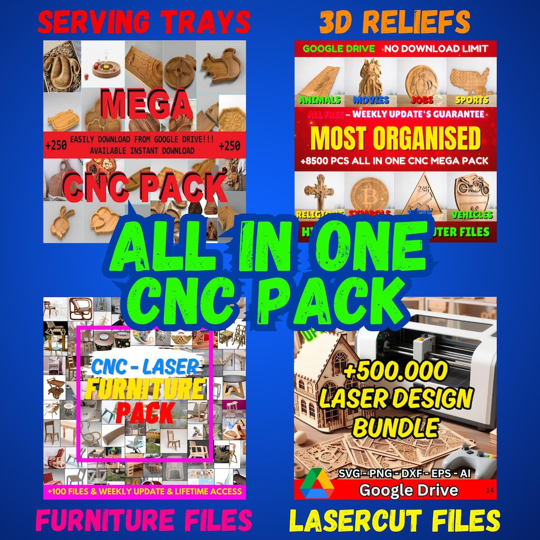 Laser Cut + Cnc Router Files Mega Bundle +500.000 Files for Cnc Router ...