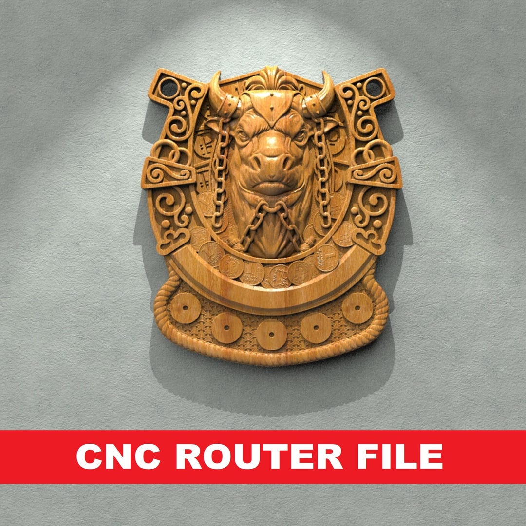 Bull Head Wall STL File CNC Router Engraver, 3D Relief File Artcam ...