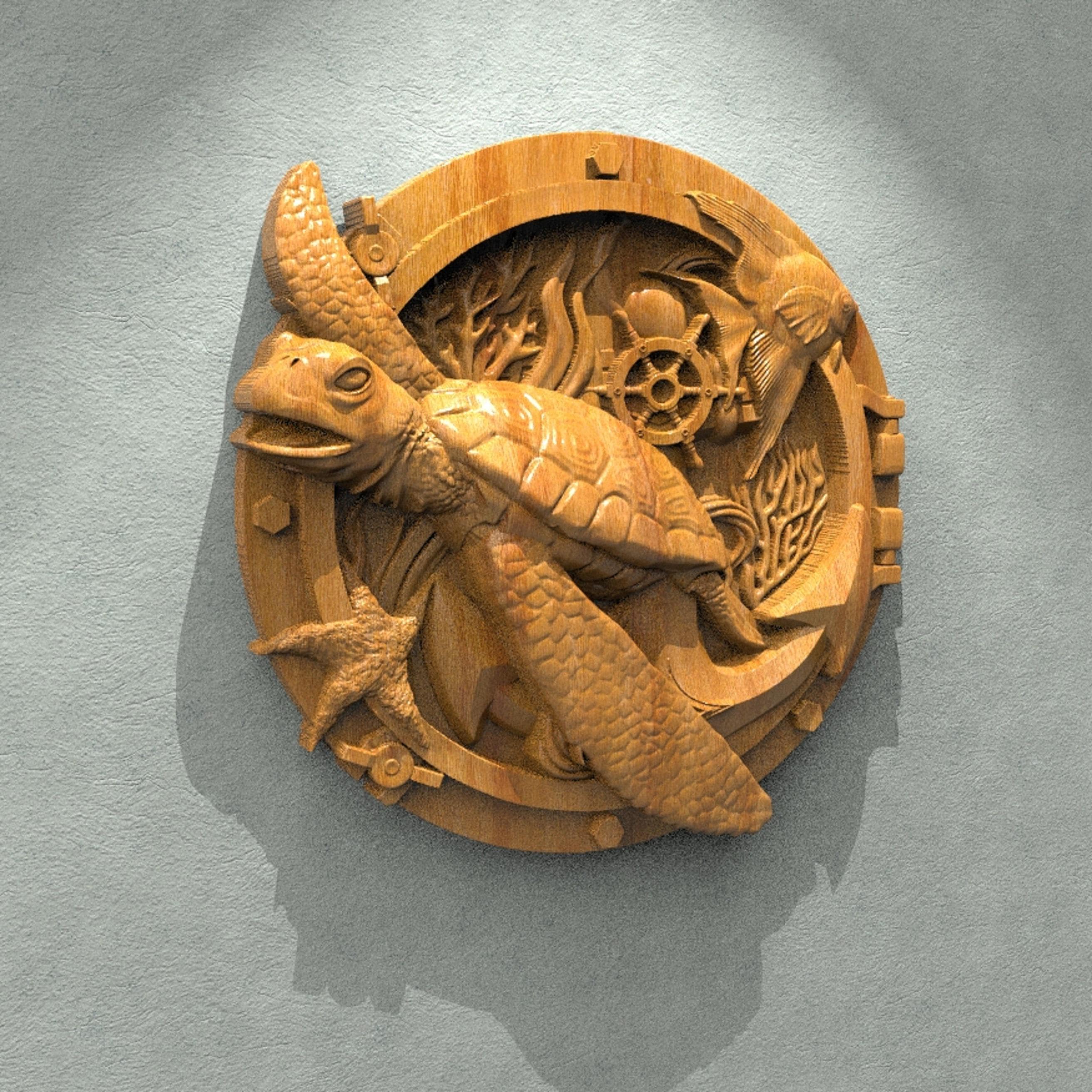 Caretta Caretta, Sea Turtle STL File CNC Router Engraver, 3D Relief ...