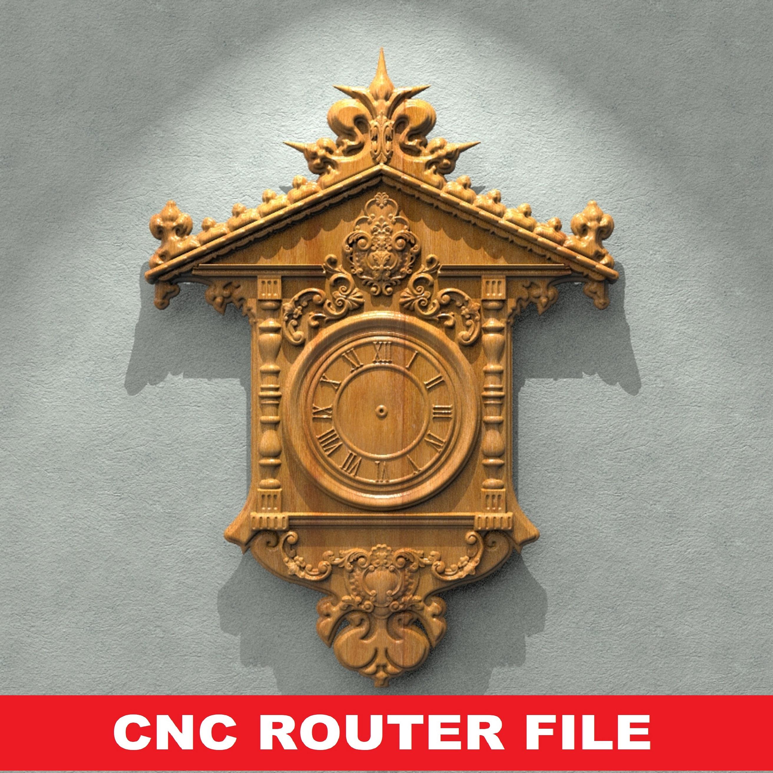 Wall Clock STL Model CNC Router Engraver Artcam Aspire CNC Files Wood ...