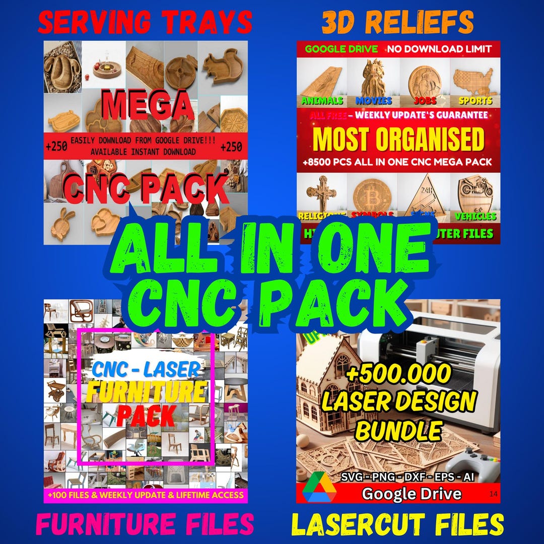 CNC Mega Bundle – 500K+ Laser & Router Files | Reliefs, Trays ...