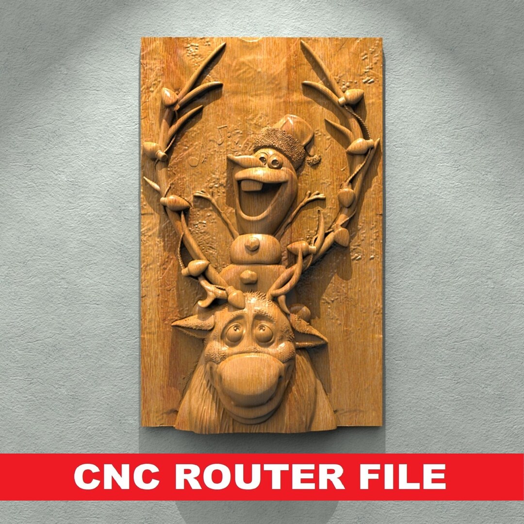 Reindeer and Snowman STL File CNC Router, 3D Relief File Artcam Aspire ...