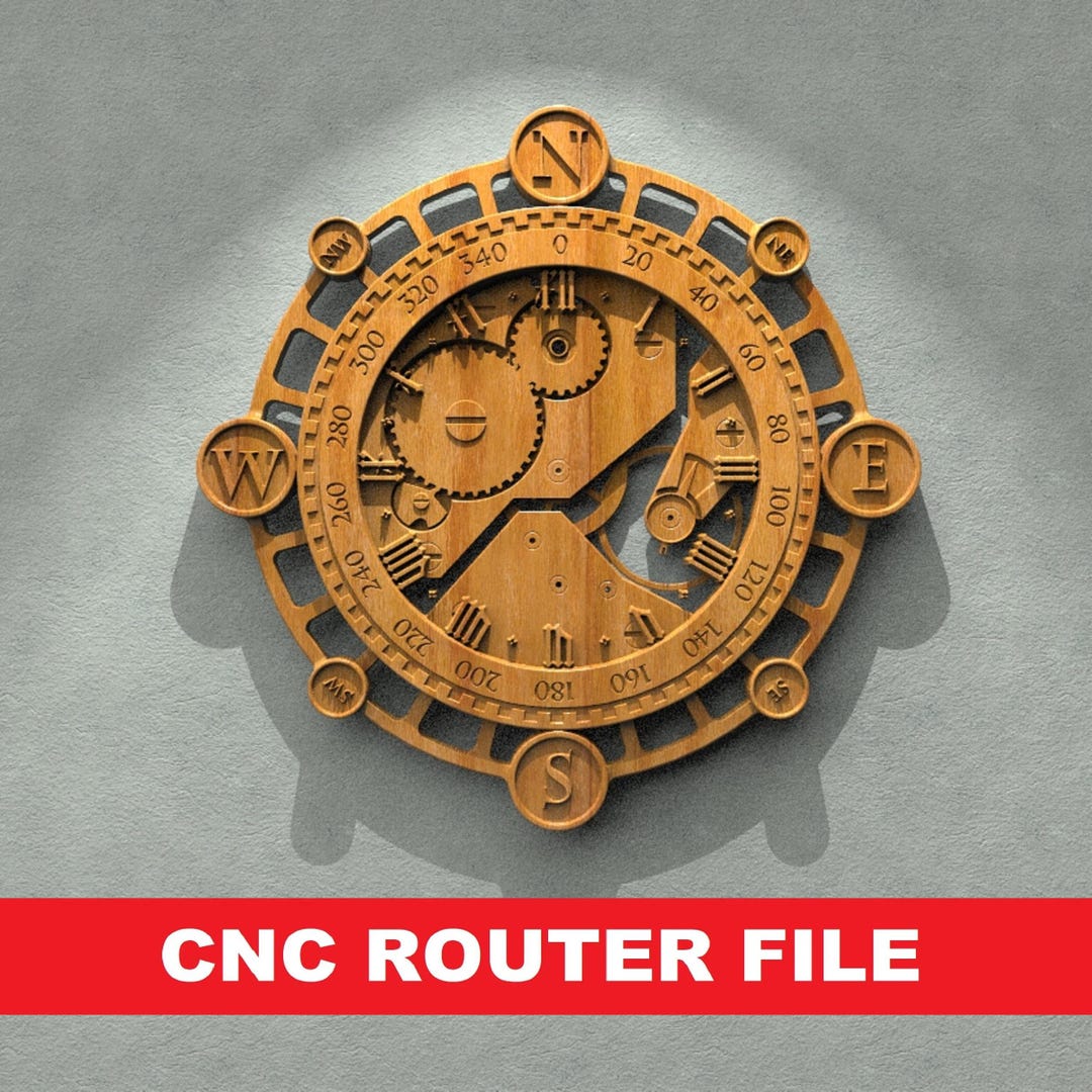 Wall Clock STL File CNC Router Engraver, 3D Relief File Artcam Aspire ...