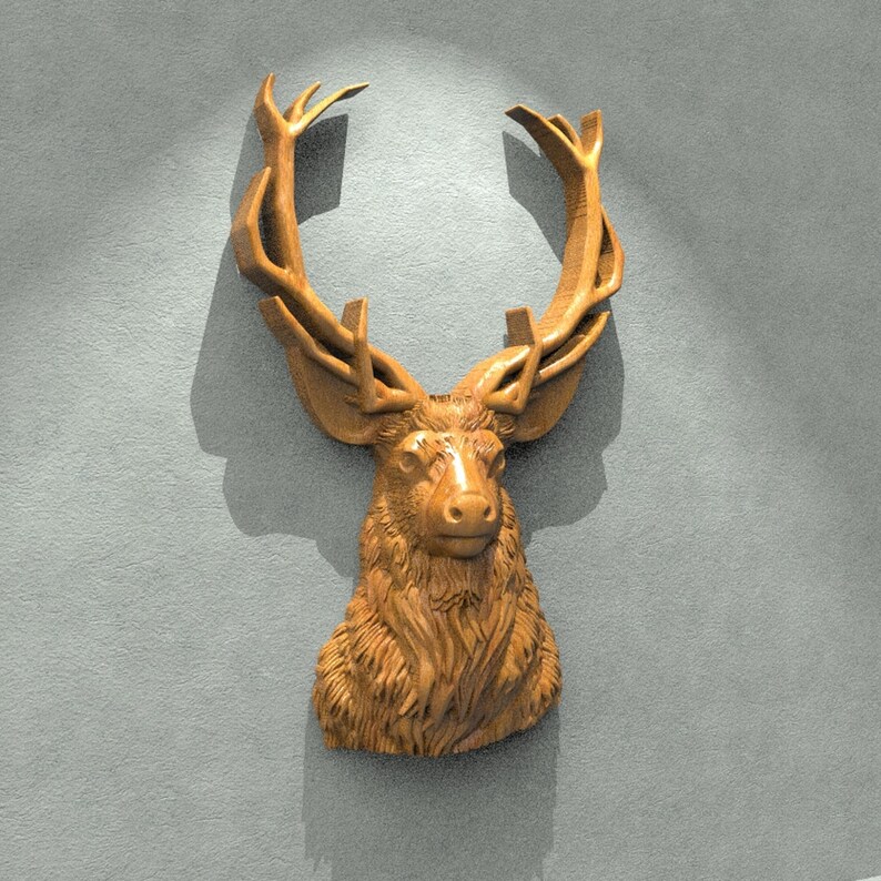 Deer Head STL File CNC Router Engraver, 3D Relief File Artcam Aspire ...