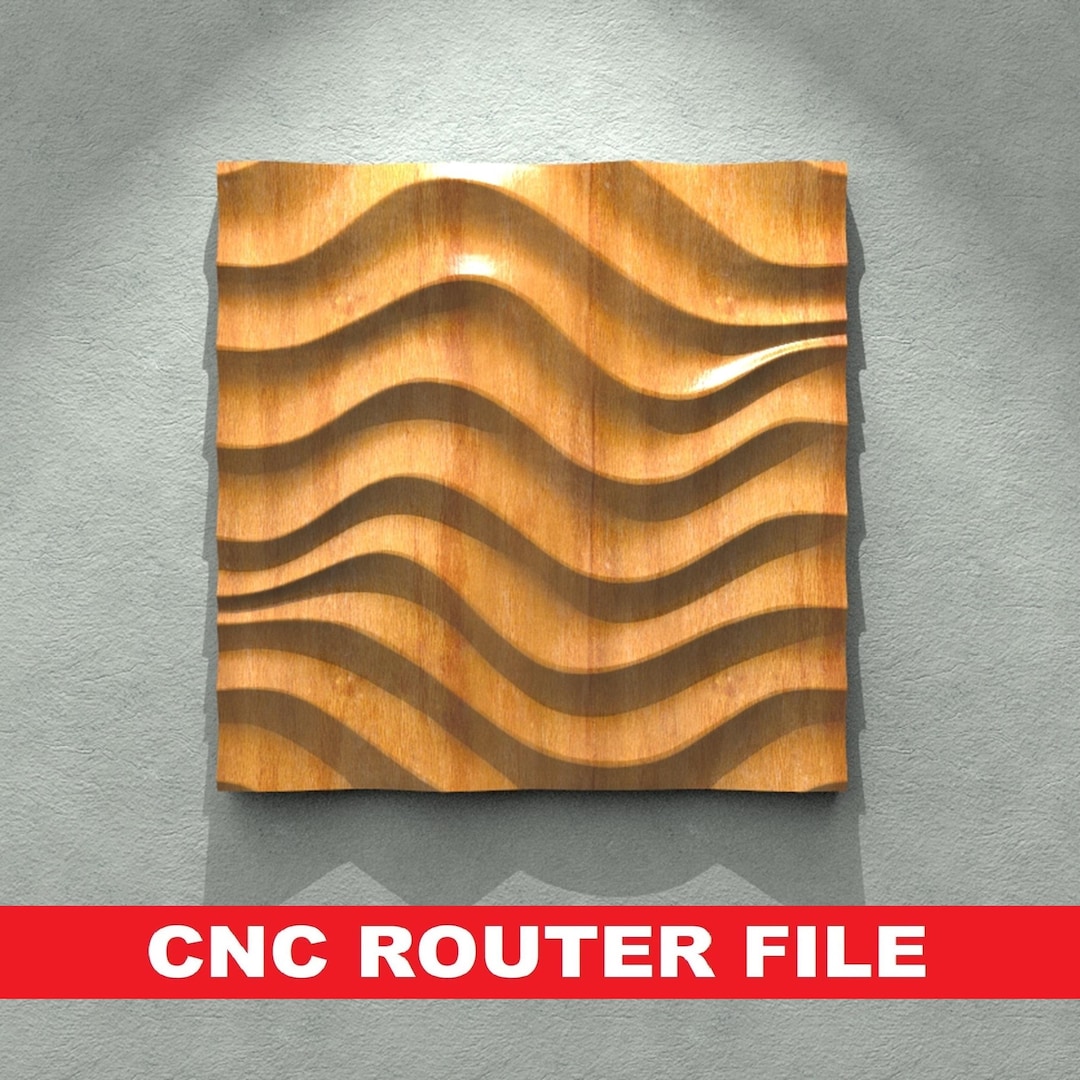 3D Wave Panel STL File – CNC Router Relief Model for Decorative Wall ...