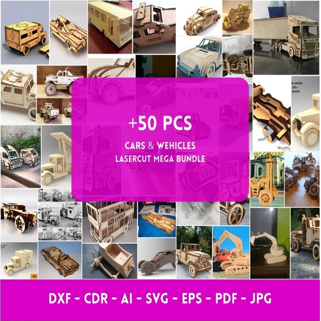 50+ Laser Cut Cars, Motorcycles, Buses, Trucks and Vehicles Pack Vector ...