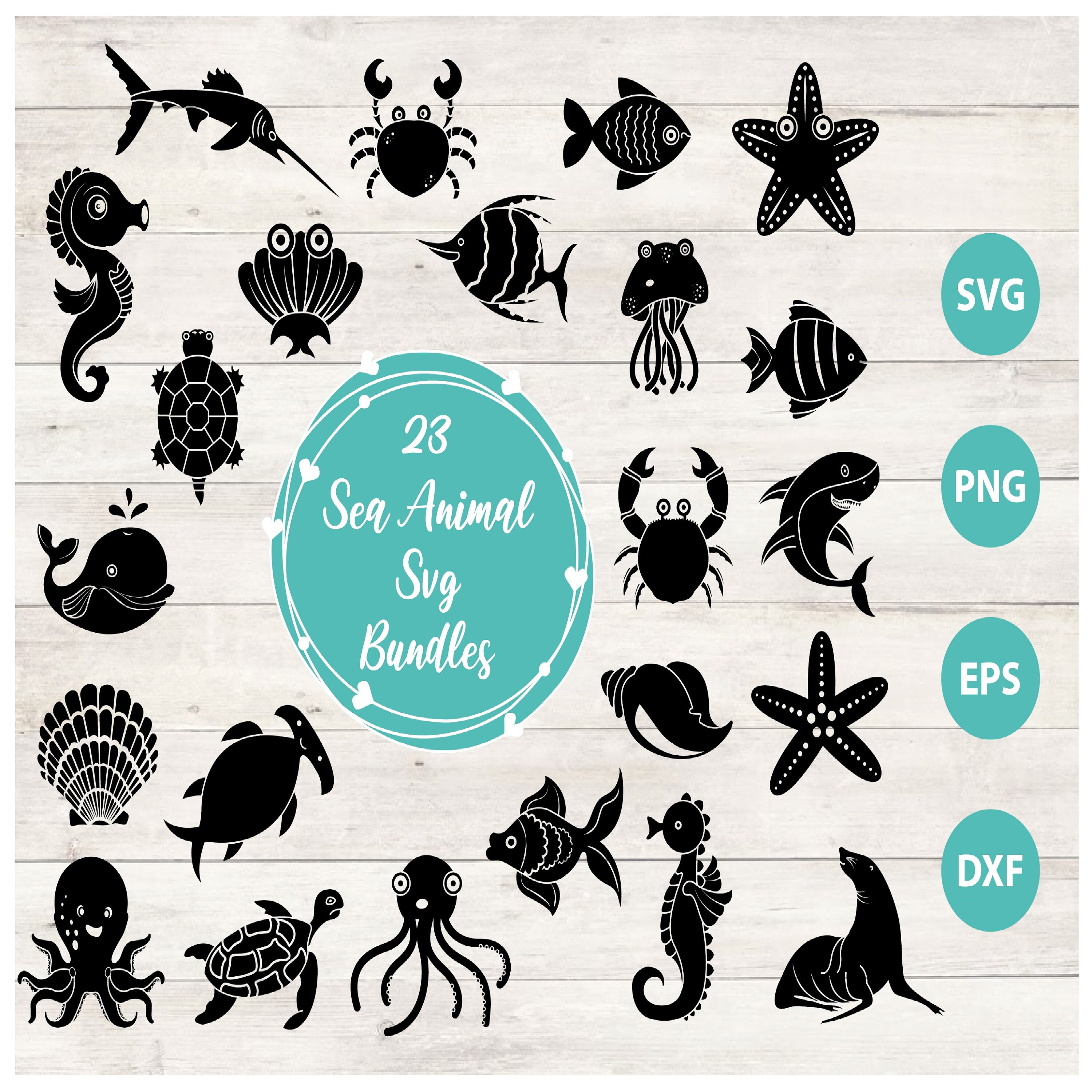 Bundle Layered SVG, 23 Sea Animal SVG Bundle Cut Files for Cricut and ...
