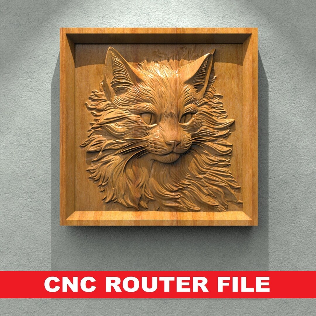 Cnc Router Files, Cat Cnc Stl Files for Wood, 3D Bas Relief Files CNC ...