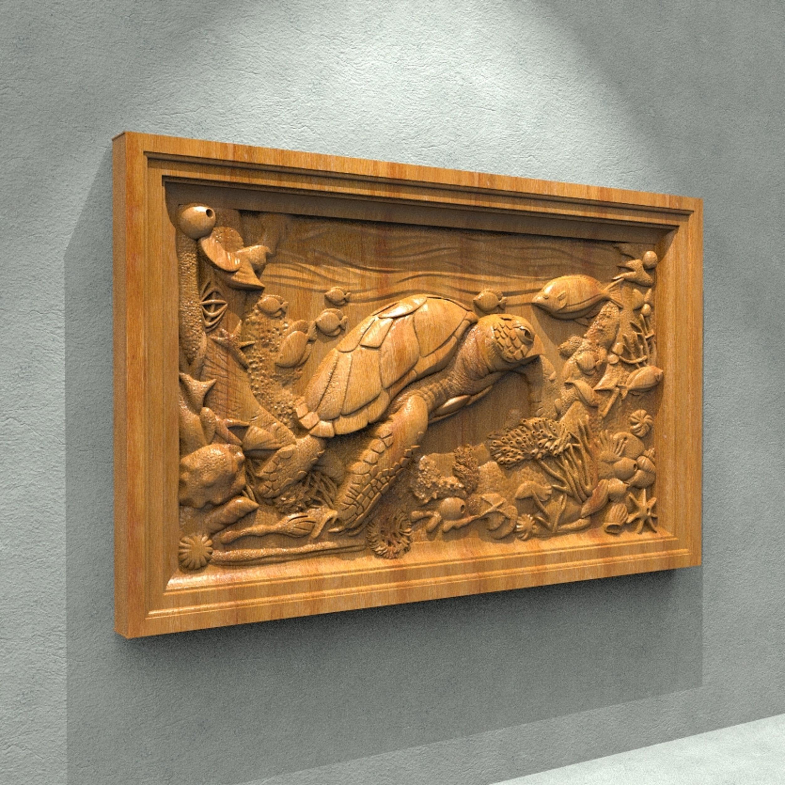 Caretta Caretta, Sea Turtle STL File CNC Router Engraver, 3D Relief ...