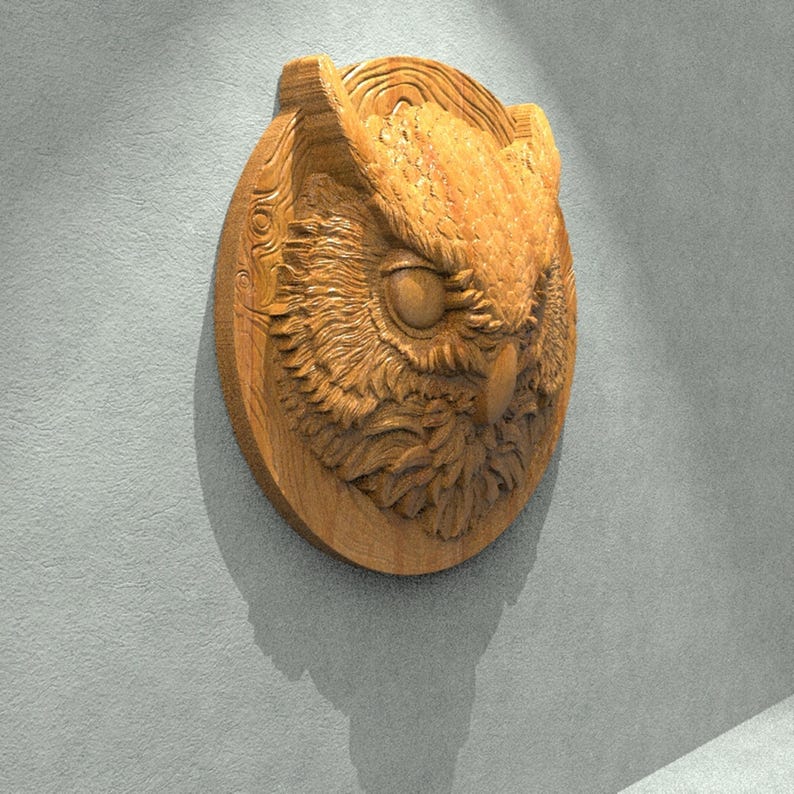 Cnc Router Files, Owl Head Cnc Stl Files for Wood, 3D Bas Relief Files ...