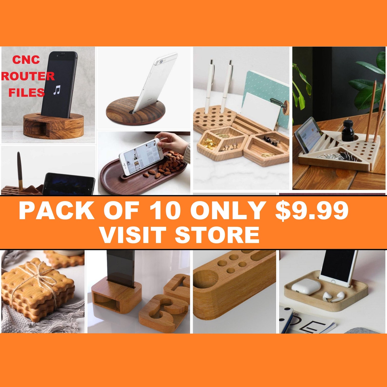 Pack of 10 Desk Organizer Cnc Cut Files for Cnc Router, Dxf, Dwg, Eps ...