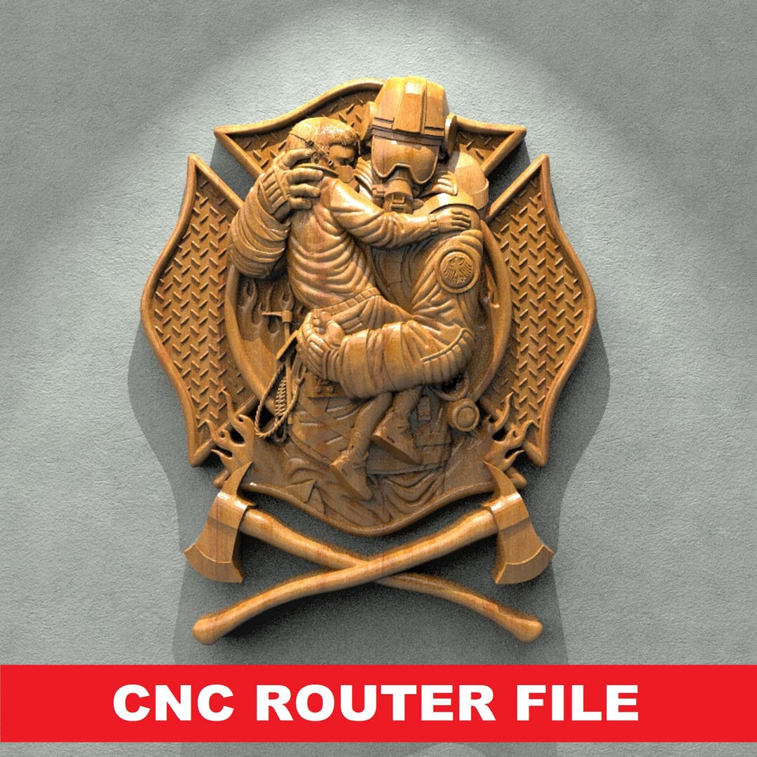 Fireman STL File CNC Router Engraver, 3D Relief File Artcam Aspire CNC ...