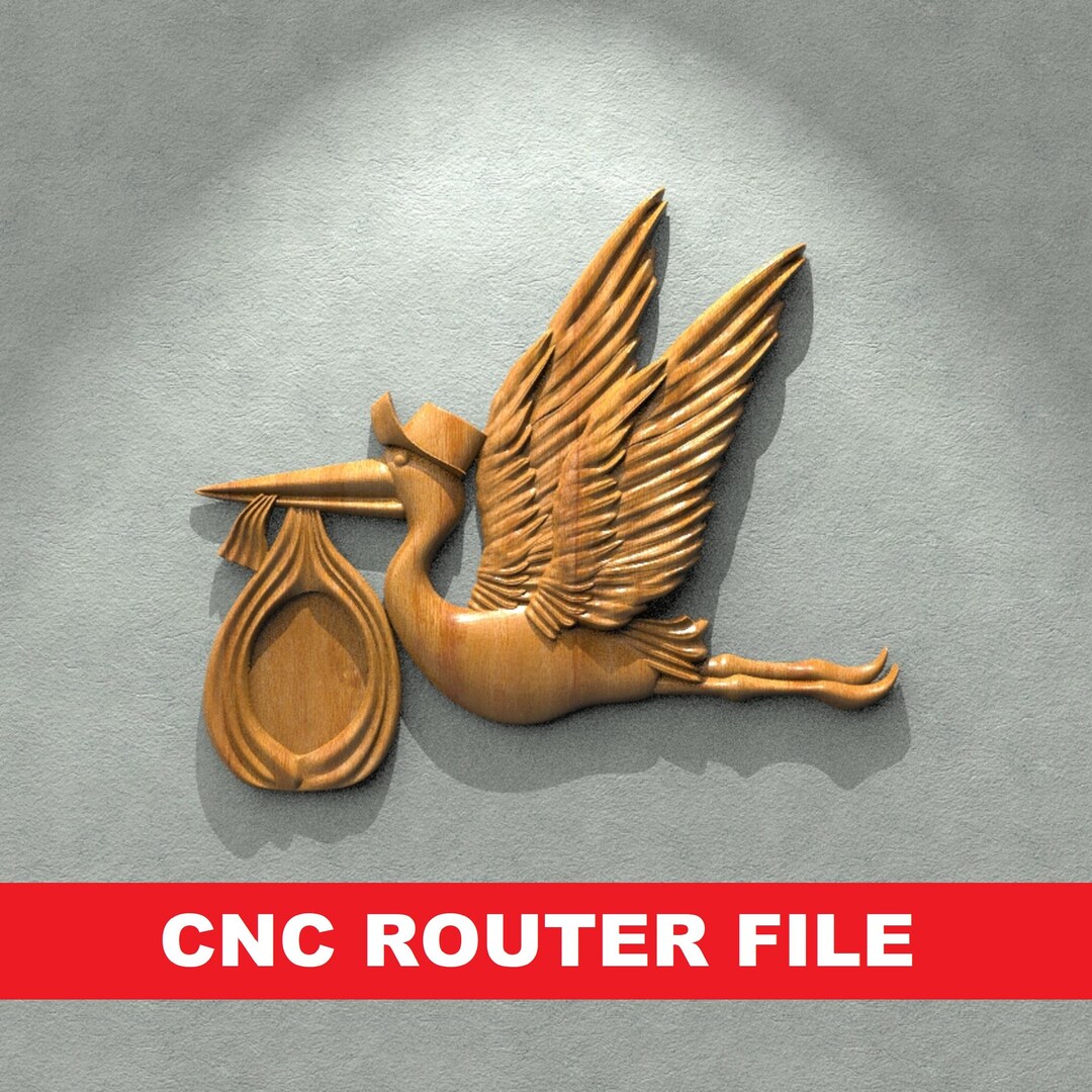 Stork Bringing Baby STL File CNC Router Engraver, 3D Relief File Artcam ...